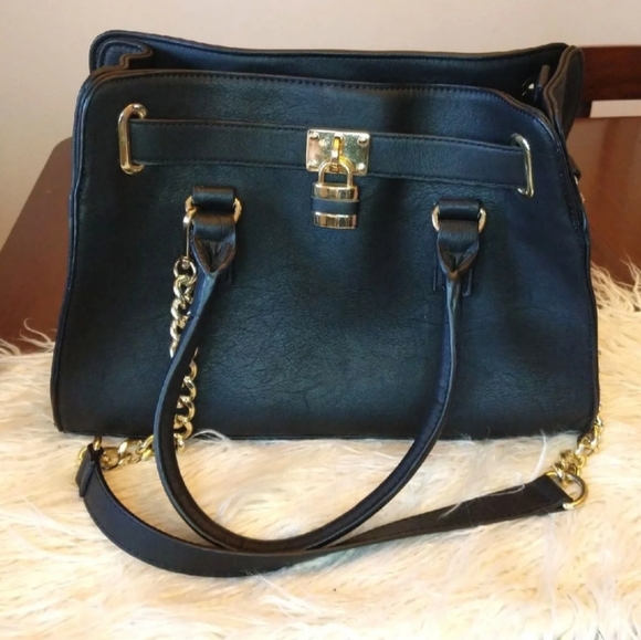 Bags | Charming Charlie Lock Handbag In Black | Poshmark